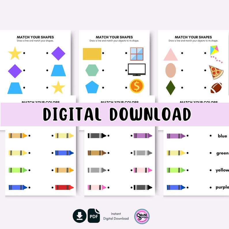 Colors and Shapes Matching Activity for Toddler, Preschool Busy Book ...