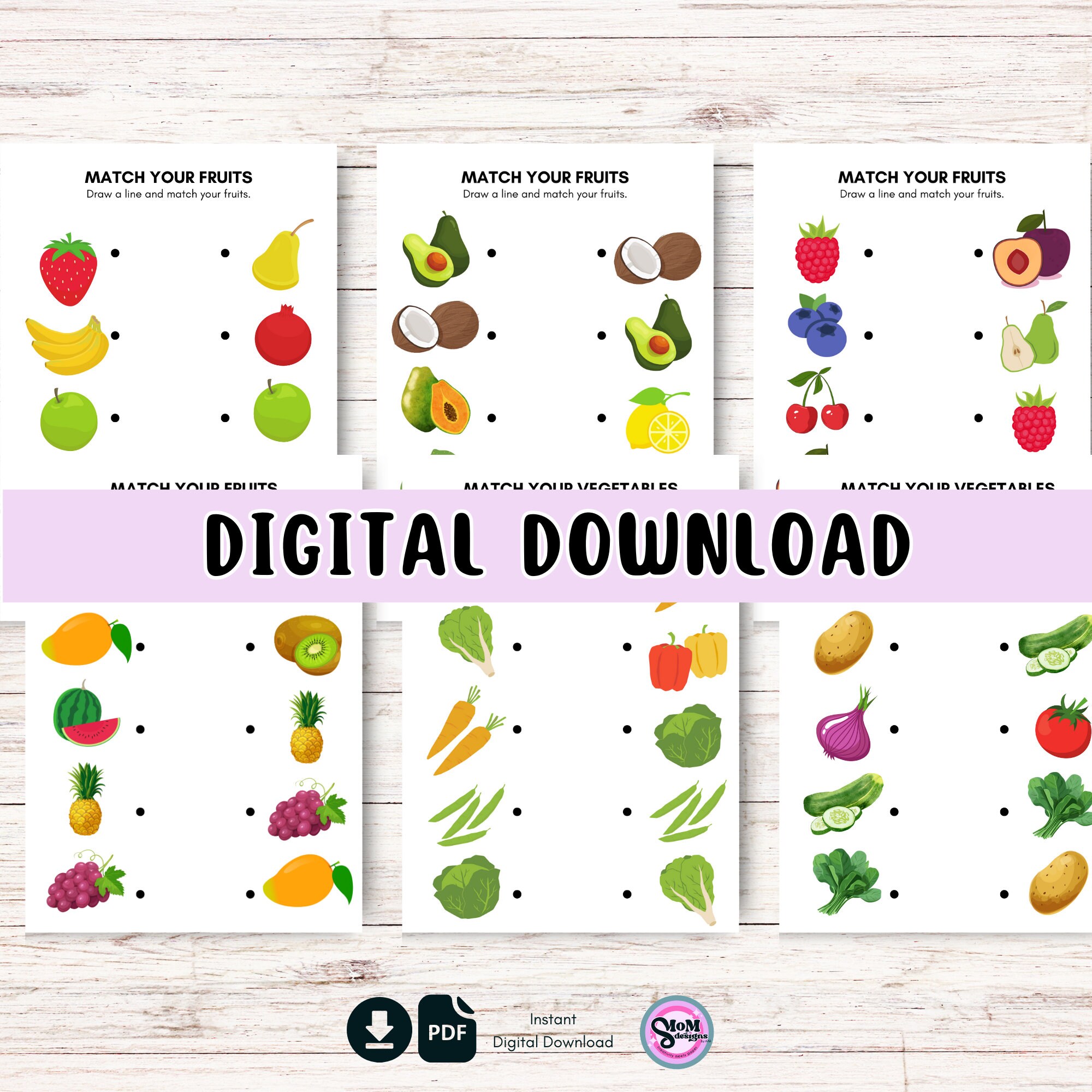 Fruits Vegetables Matching Game for Toddler, Learn Fruits Preschool ...