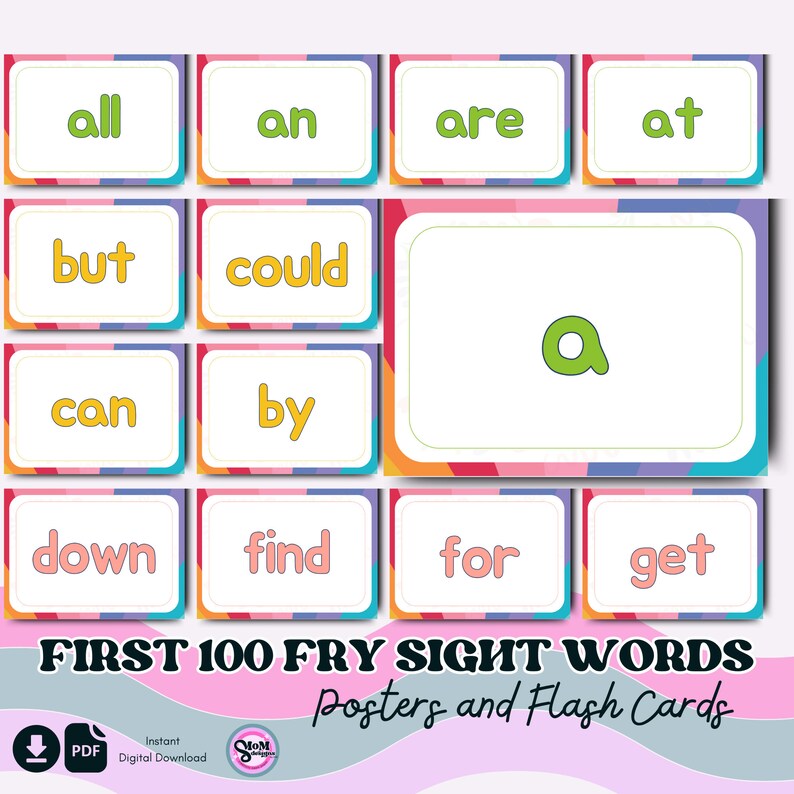 100 Fry Sight Words Flashcards and Posters, Prek to 1st Grade Sight ...