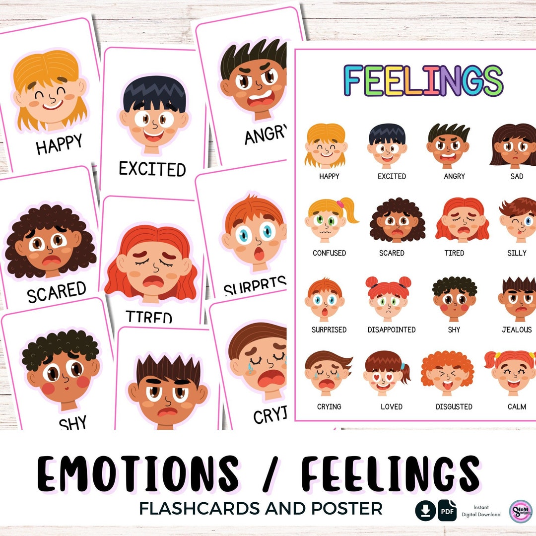 Printable Emotions Flashcards and Poster Calm Down Corner, Classroom ...
