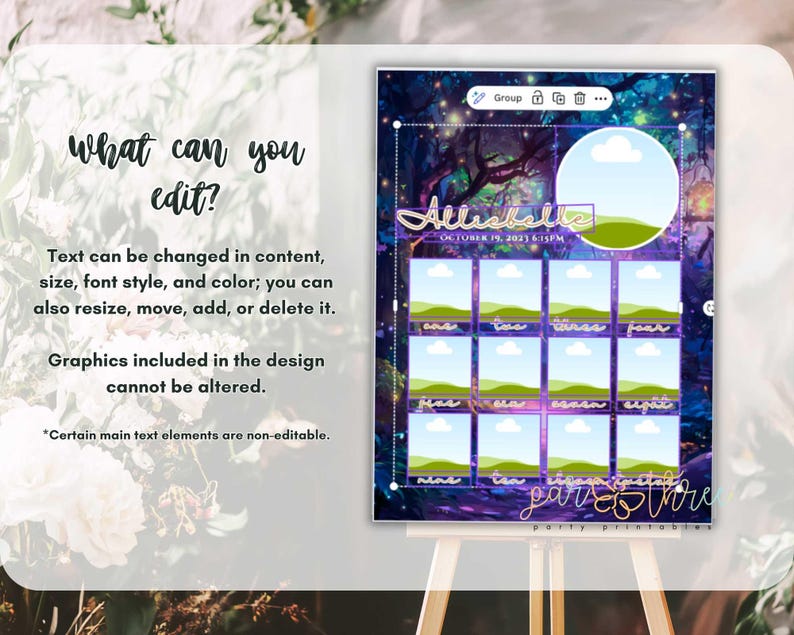 Editable Enchanted Forest Photo Milestone Board Decor | Fairy First ...