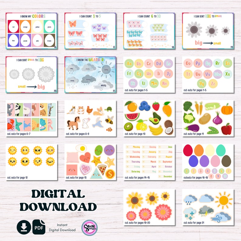 Printable Busy Book Toddler Learning Binder Preschool Educational Busy ...