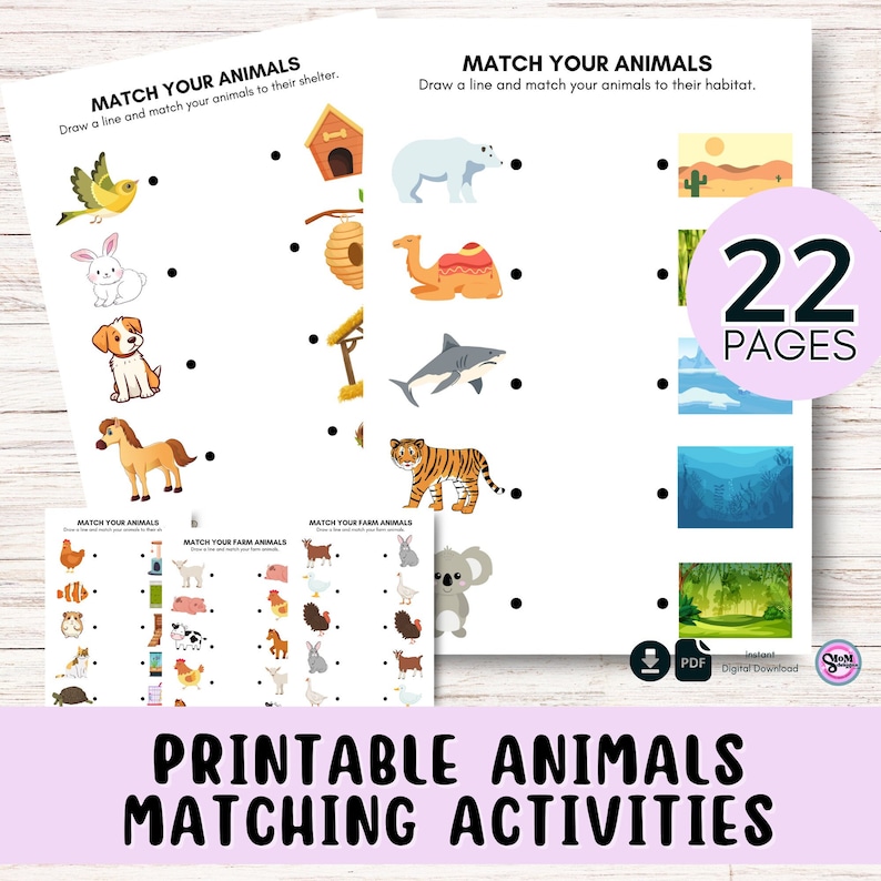 Farm Animals Matching Activity for Toddler, Preschool Busy Book ...