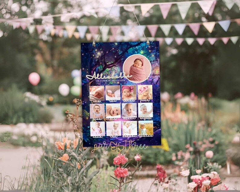 Editable Enchanted Forest Photo Milestone Board Decor | Fairy First ...