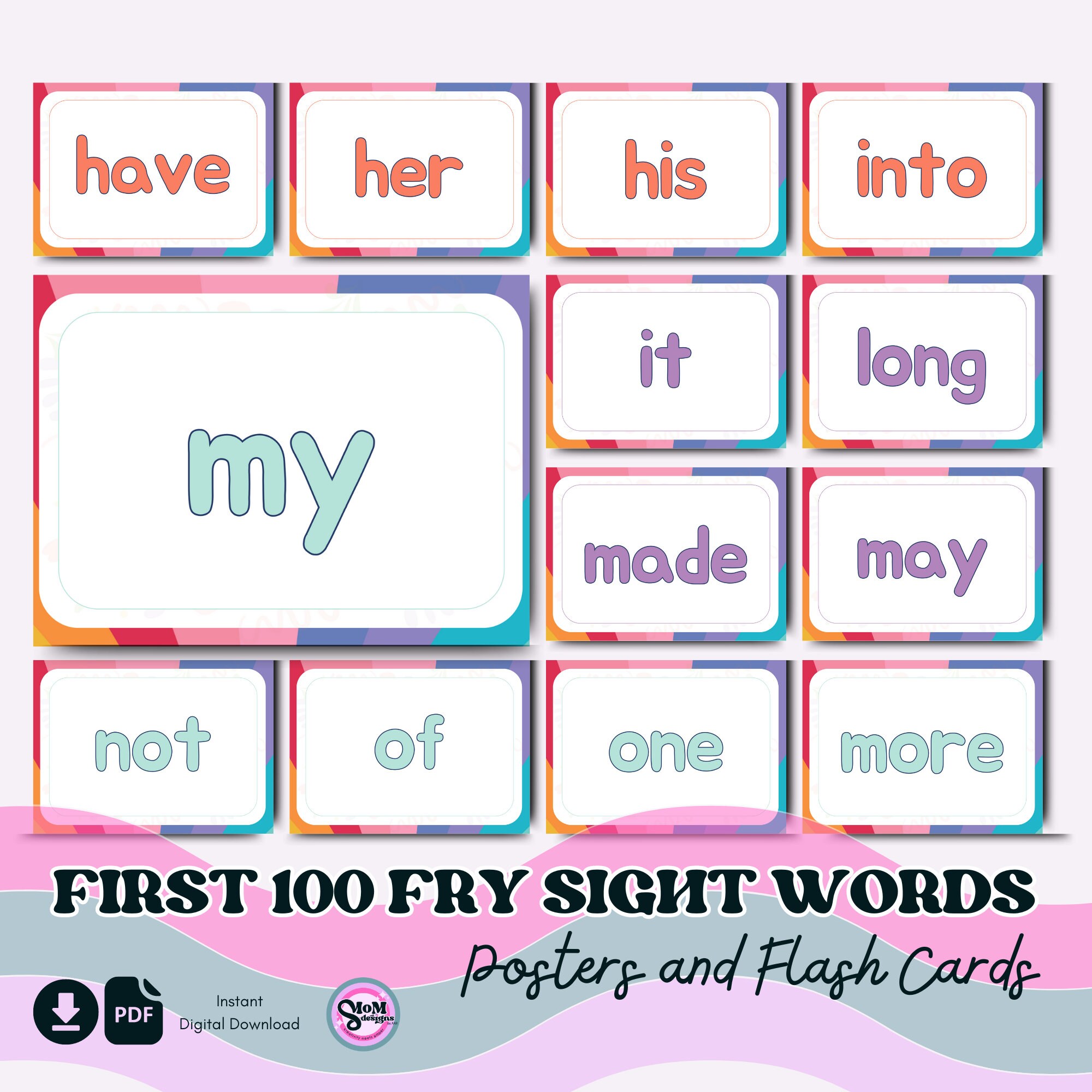 100 Fry Sight Words Flashcards and Posters, Prek to 1st Grade Sight ...