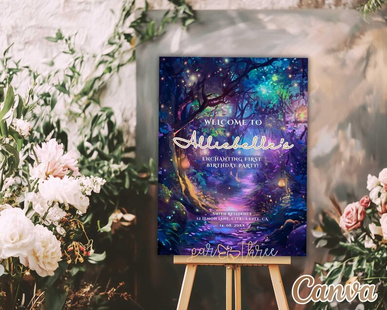 Enchanted Forest Welcome Sign | Fairy Garden Birthday Decor | Editable ...