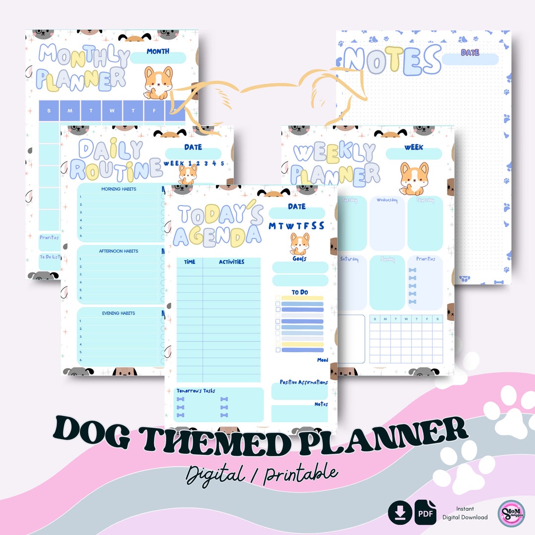 Dog Planner Print / Printable Planner / Daily Planner / Weekly Planner ...