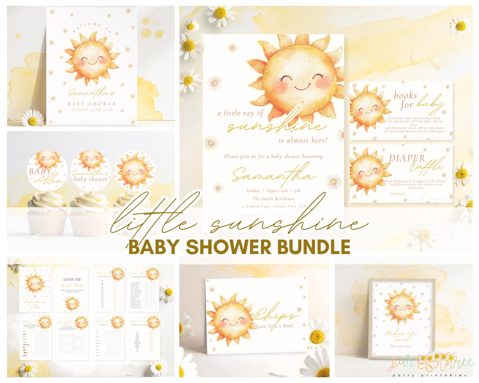 Little Ray of Sunshine Baby Shower Bundle, Sunshine Baby Shower Theme ...