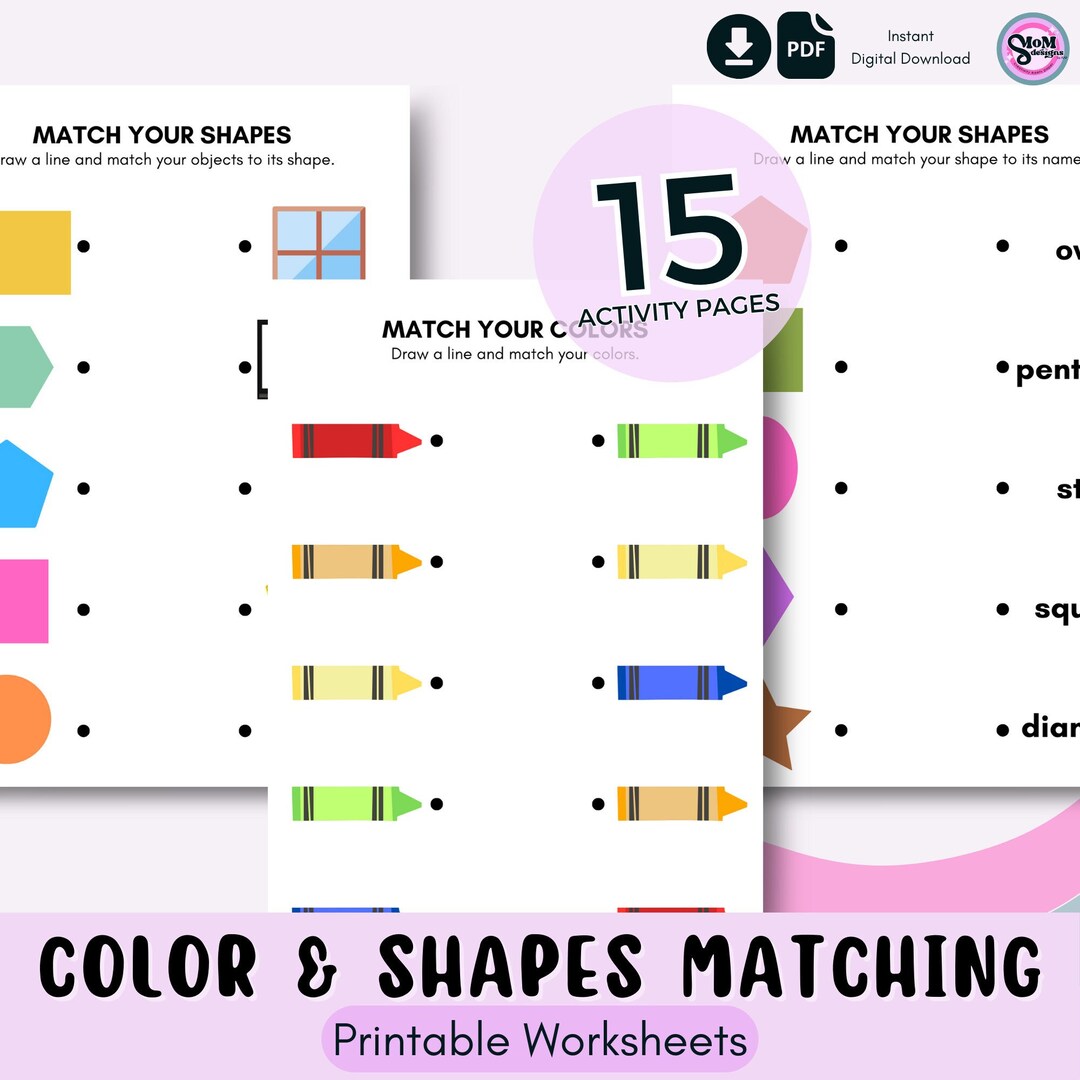 Colors and Shapes Matching Activity for Toddler, Preschool Busy Book ...
