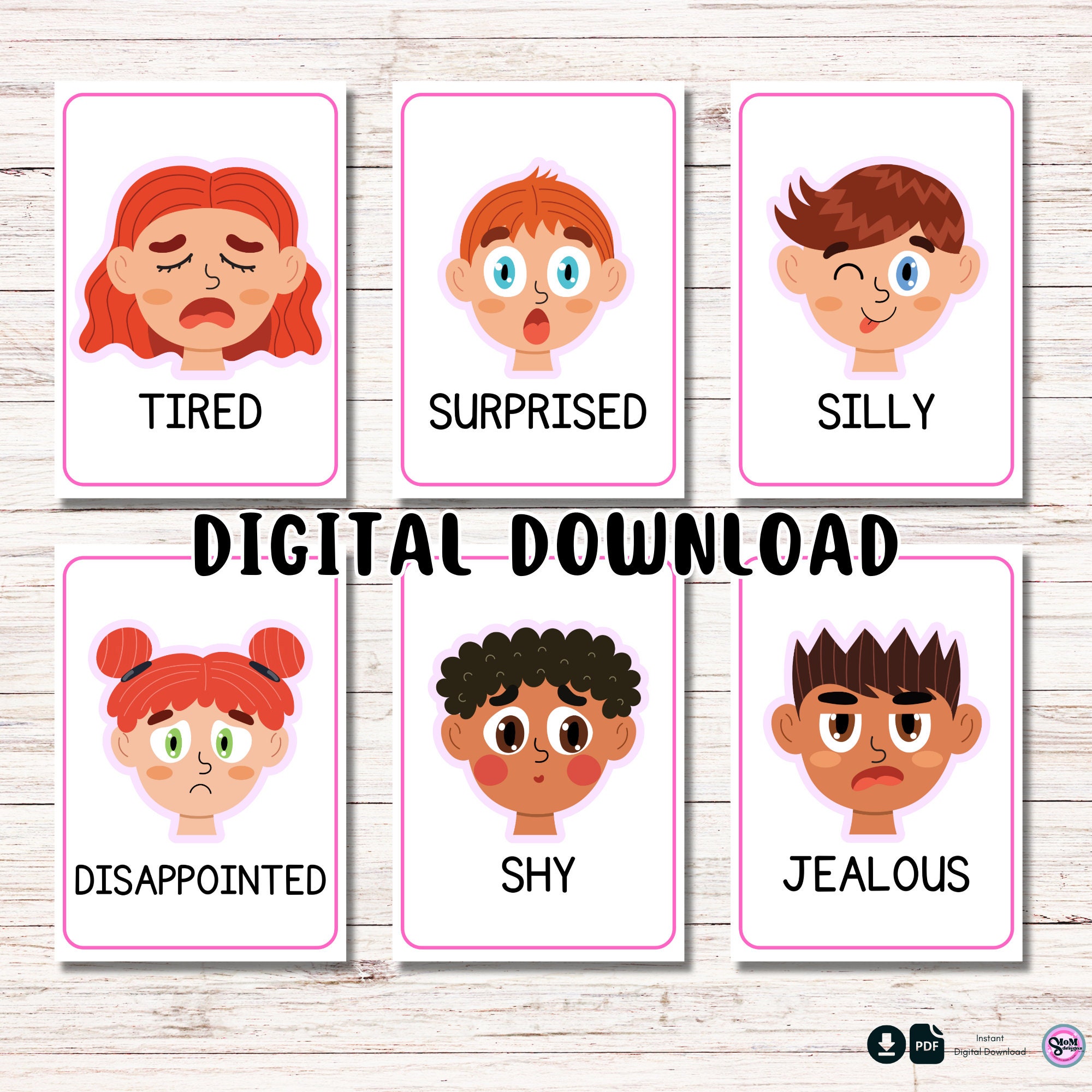 Printable Emotions Flashcards and Poster Calm Down Corner, Classroom ...