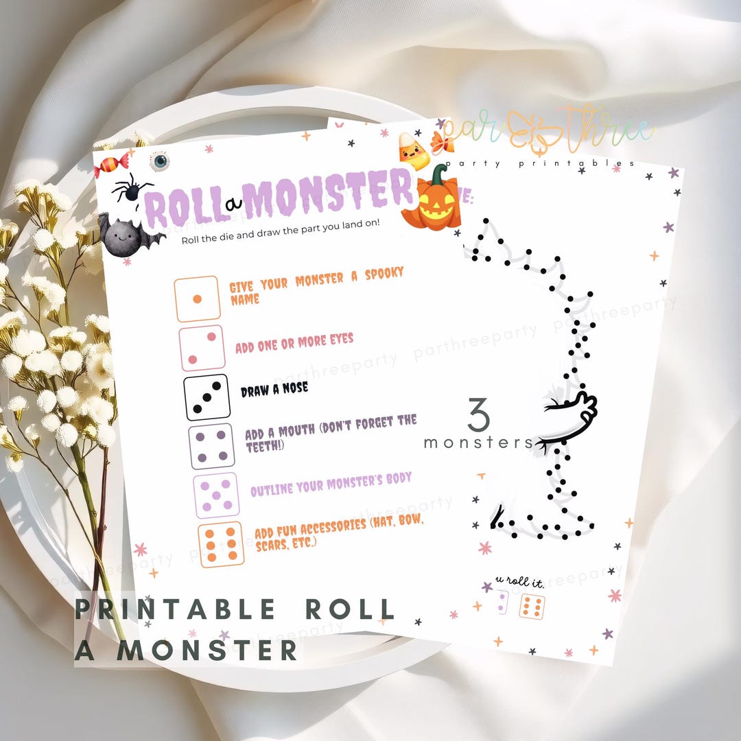 Halloween Dice Game | Roll A Monster Printable Activity | Kids ...