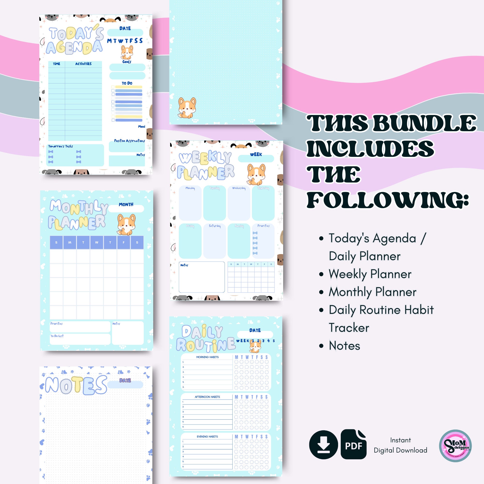 Dog Planner Print / Printable Planner / Daily Planner / Weekly Planner ...