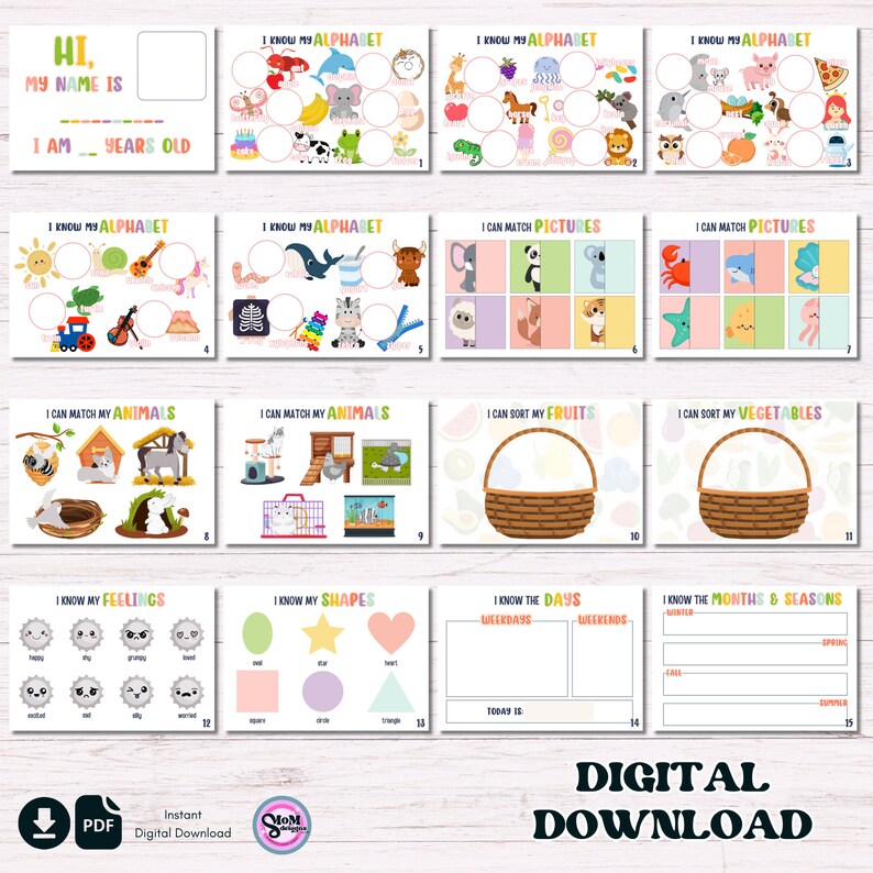 My First Busy Book, Printable Learning Binder, Preschool Activities ...