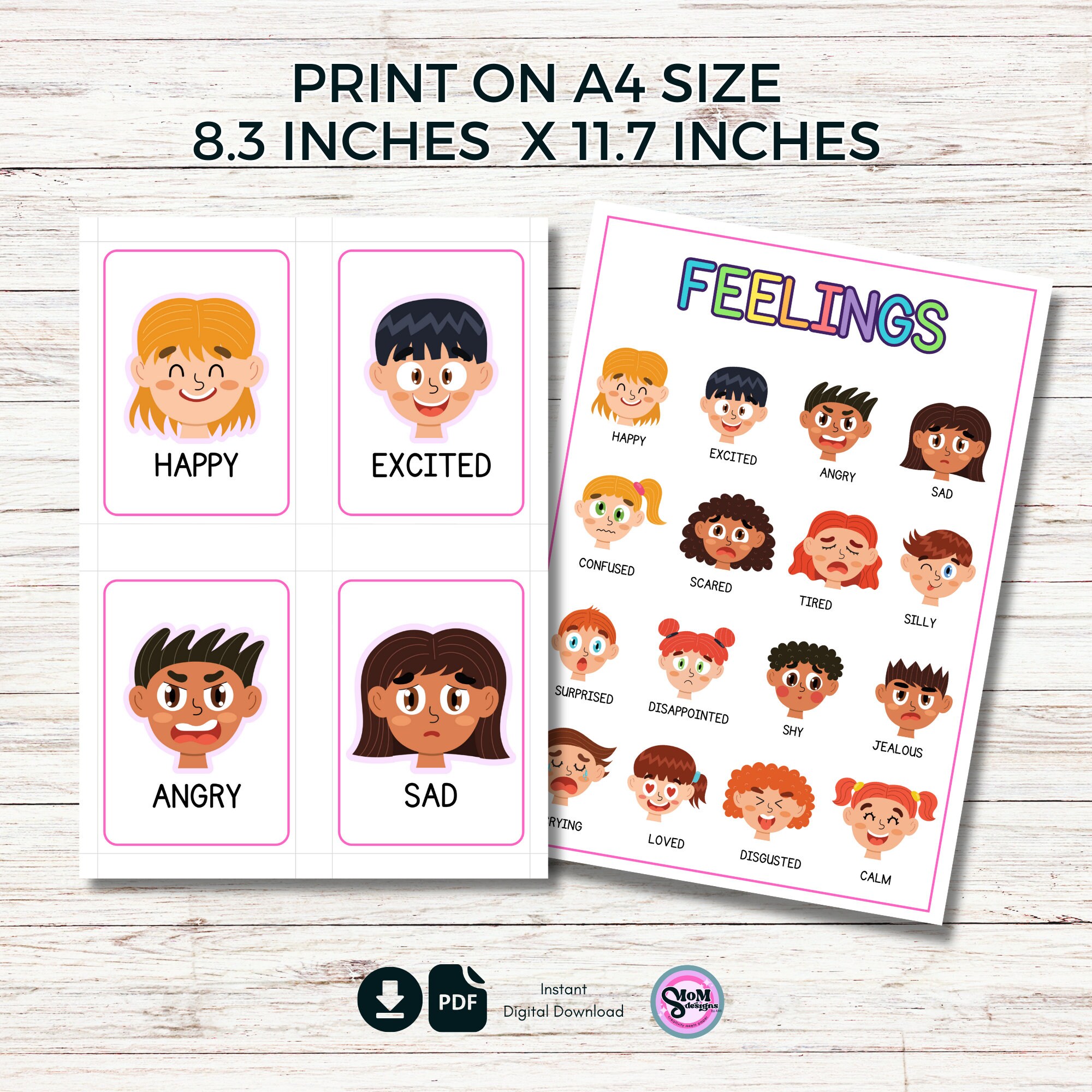 Printable Emotions Flashcards and Poster Calm Down Corner, Classroom ...