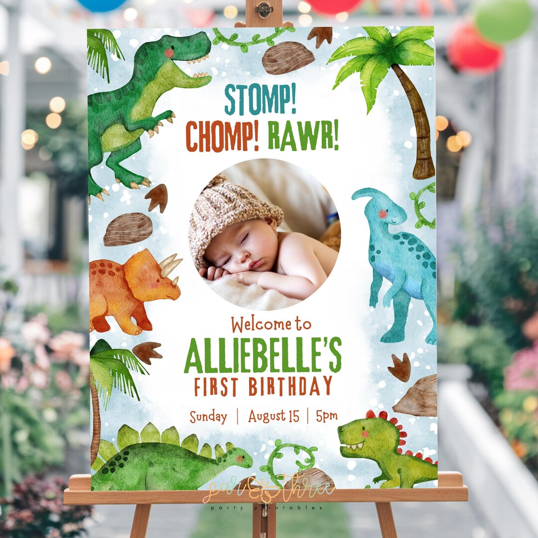 Dinosaur Birthday Signs, Dino Birthday Party, Dinosaur Welcome Sign ...