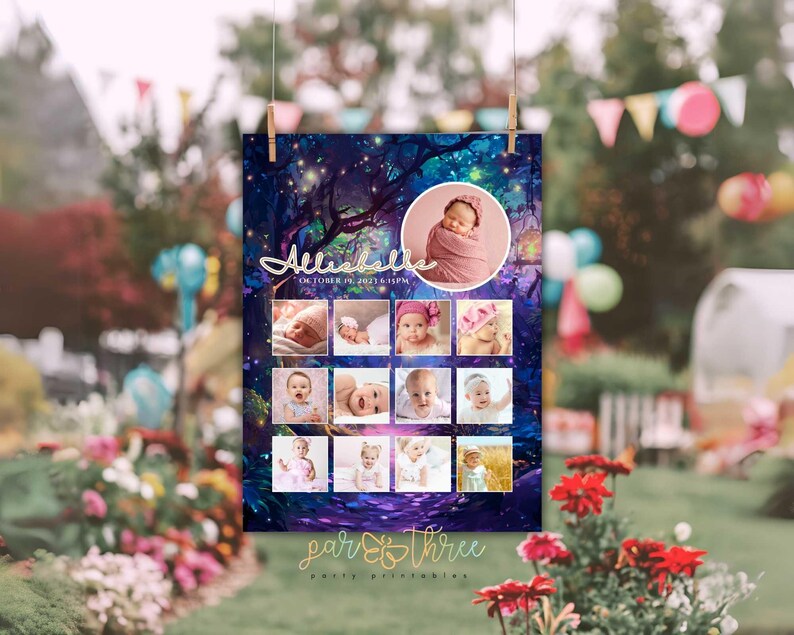 Editable Enchanted Forest Photo Milestone Board Decor | Fairy First ...