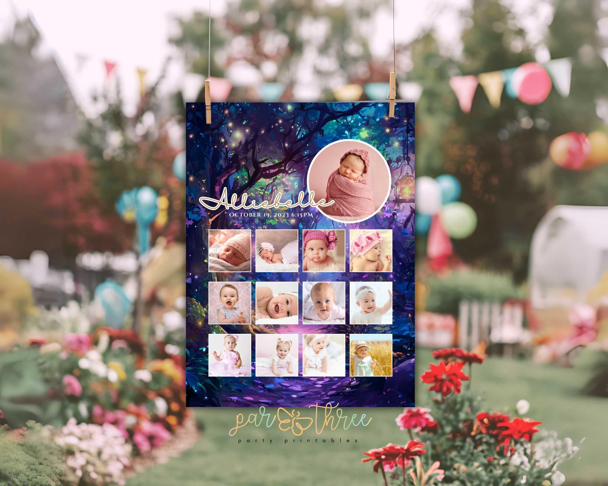 Editable Enchanted Forest Photo Milestone Board Decor | Fairy First ...