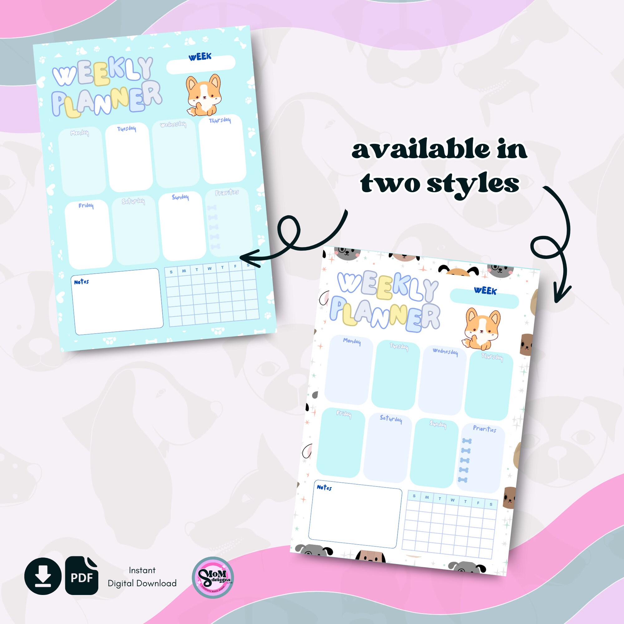 Dog Planner Print / Printable Planner / Daily Planner / Weekly Planner ...