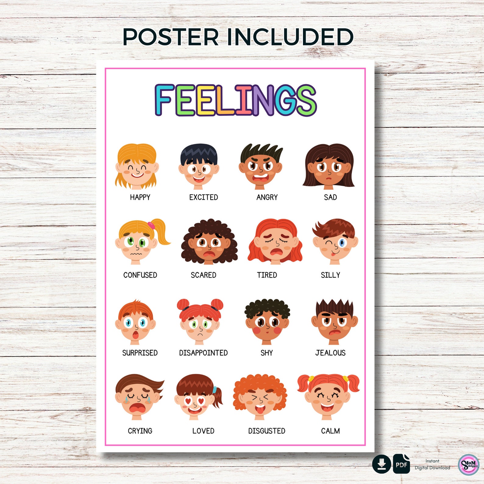 Printable Emotions Flashcards and Poster Calm Down Corner, Classroom ...