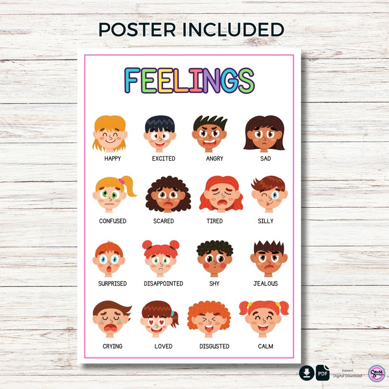 Printable Emotions Flashcards and Poster Calm Down Corner, Classroom ...