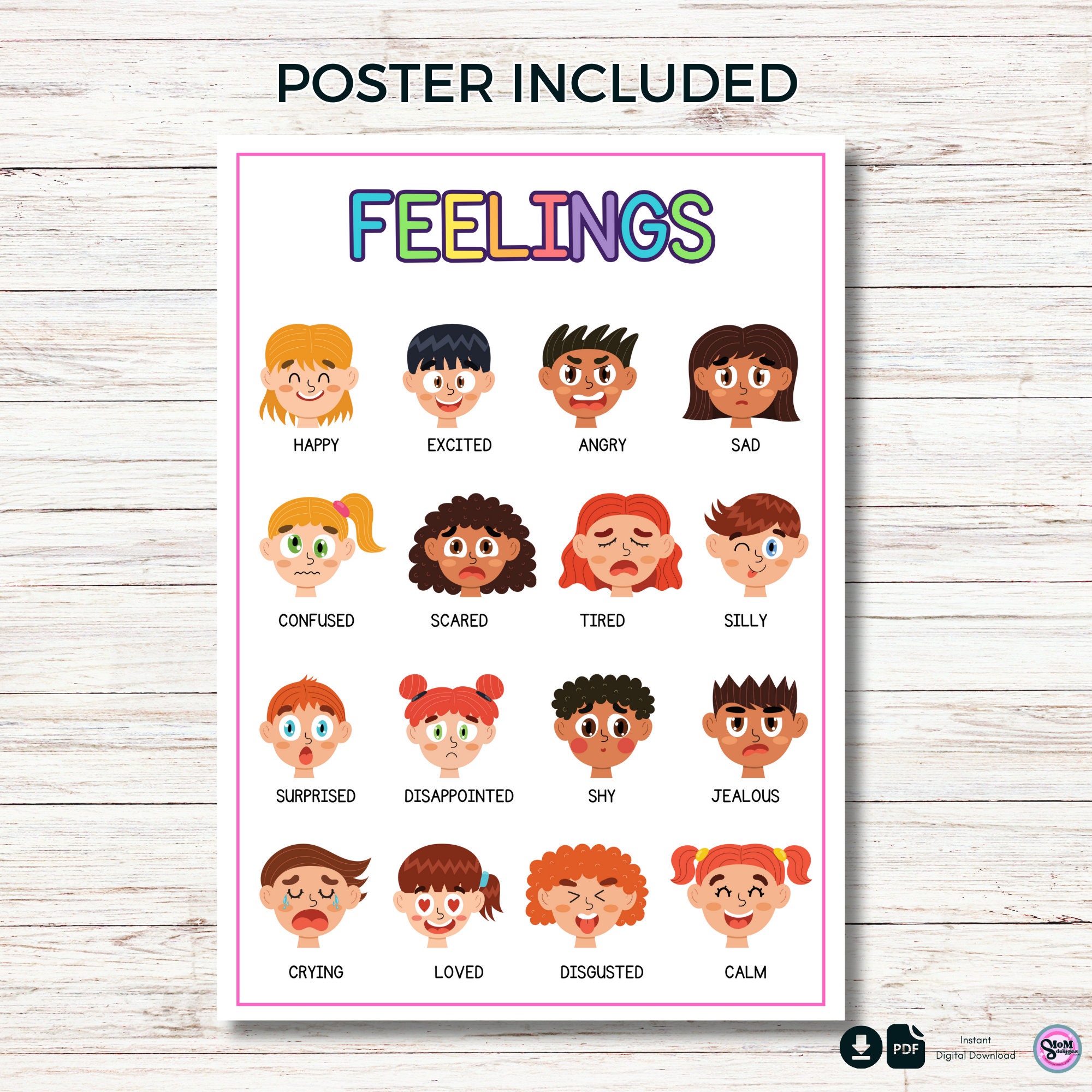 Printable Emotions Flashcards and Poster Calm Down Corner, Classroom ...