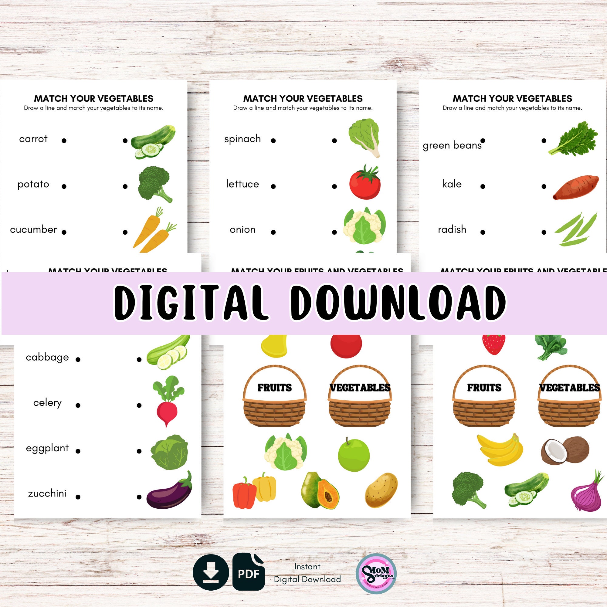 Fruits Vegetables Matching Game for Toddler, Learn Fruits Preschool ...