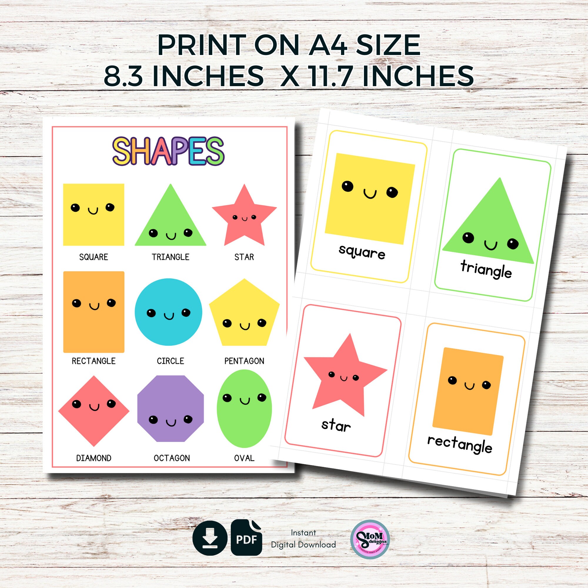 Shapes Flashcards, Shapes Poster, Learning Shapes, Printable Shapes ...