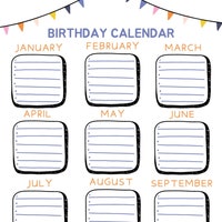 Printable Monthly Birthday Tracker, Events Planner, Adult Home Calender ...