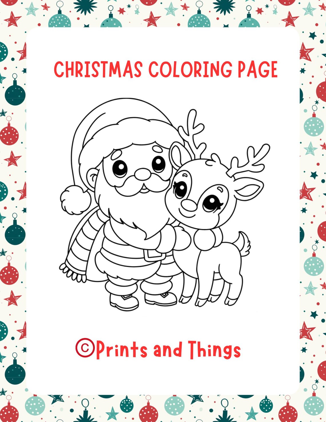 Childrens Santa Claus Reindeer Coloring, Kids Holiday Classroom ...
