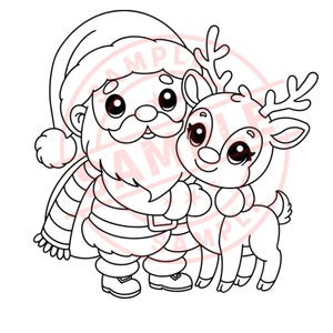 Childrens Santa Claus Reindeer Coloring, Kids Holiday Classroom ...