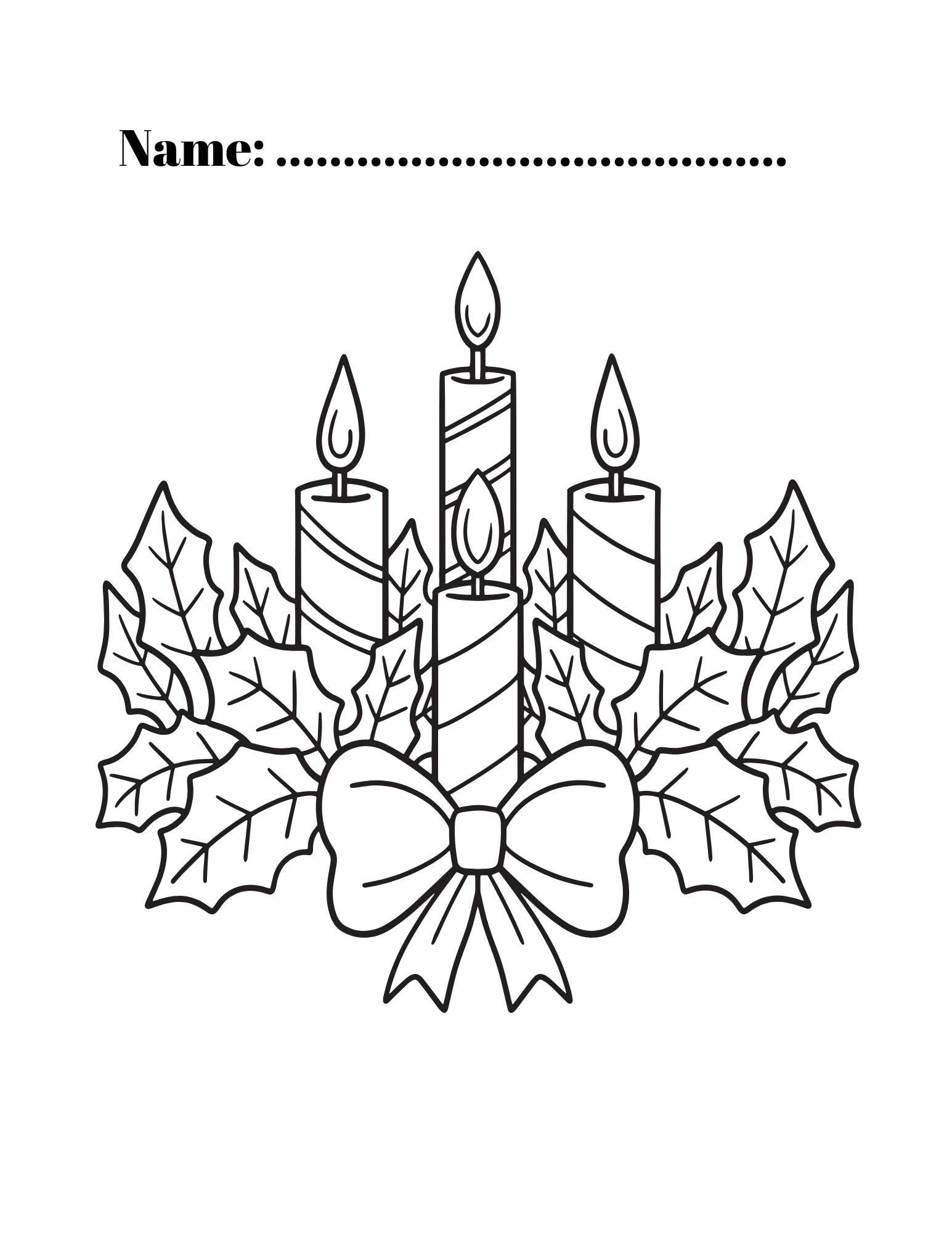 Children's Christmas Candles Coloring, Kids Holiday Classroom Activity ...