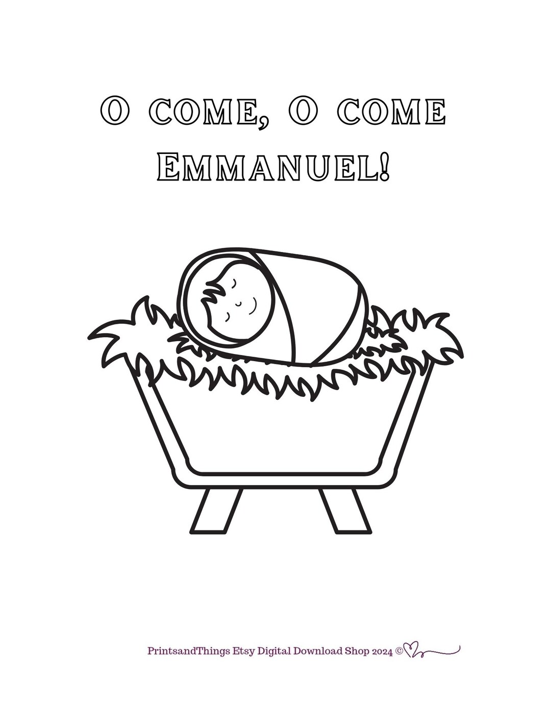 Childrens Christmas Christian Bible Coloring Page, Kids Baby Jesus ...