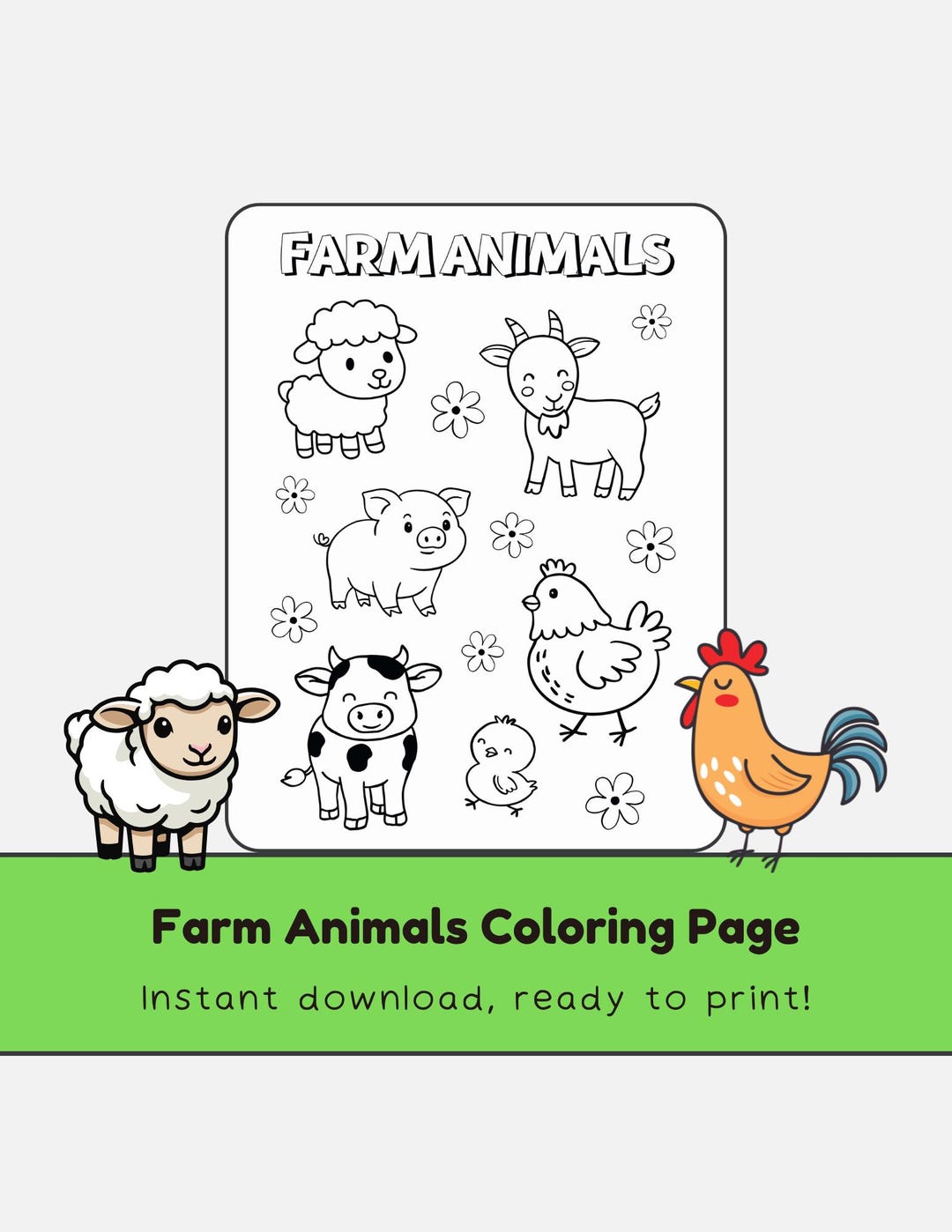 Farm Animals Coloring Page, Countryside Rural Kids Toys and Games ...