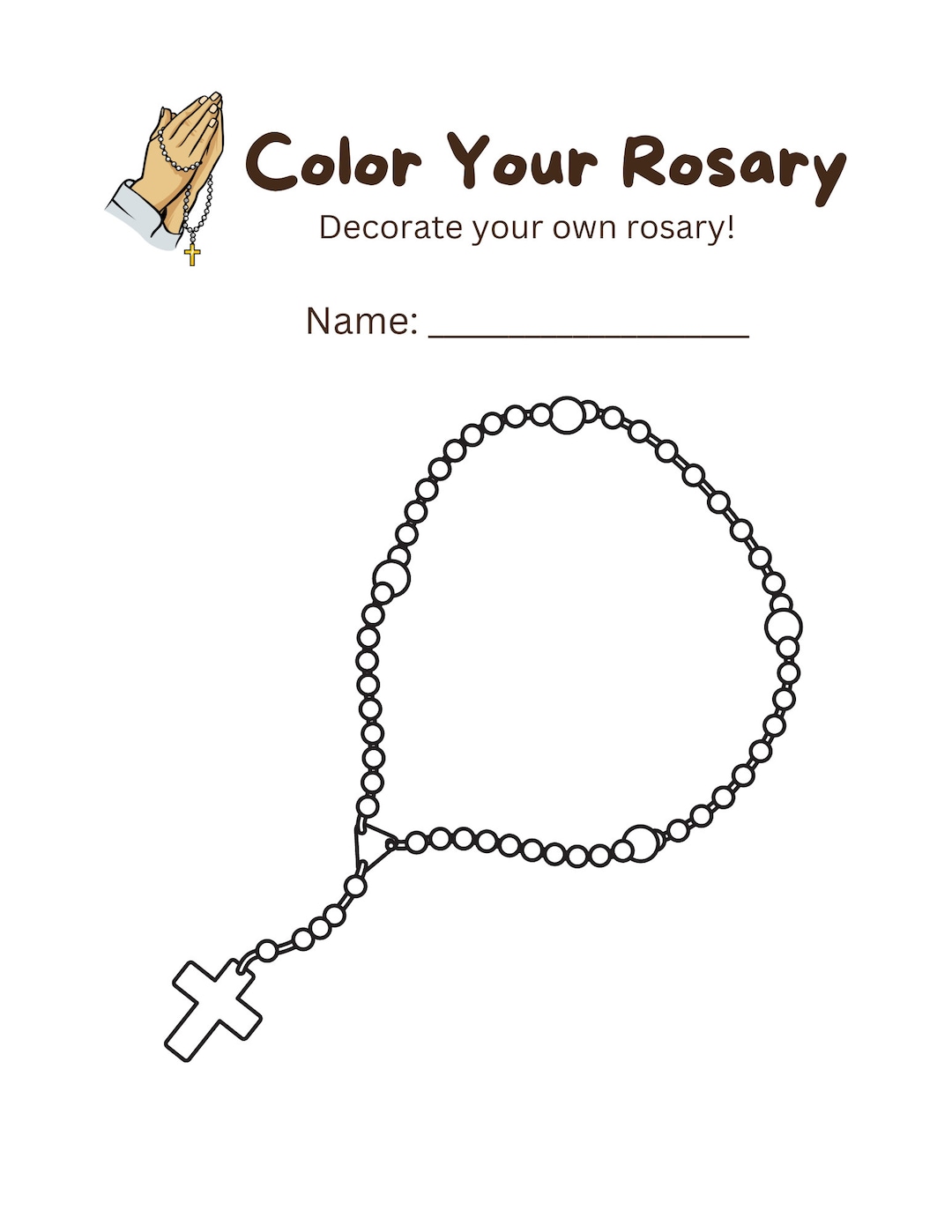 Childrens Rosary Coloring Page, Kids Christian Catholic Worsheet ...