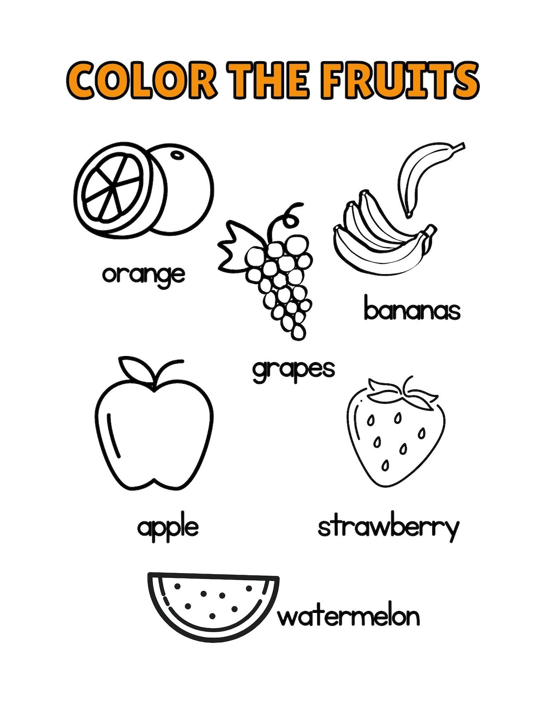 Childrens Fruit Coloring Page, Kids Home Economics ELA Learning ...