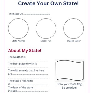 Kids Create Your Own State USA Patriotic Activity, Homeschool Learning ...