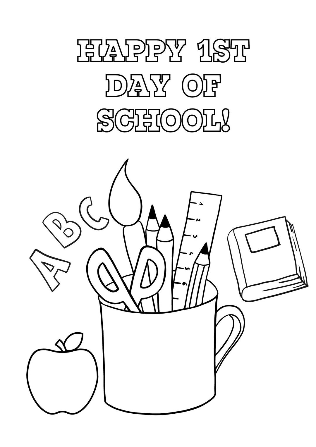 Childrens Back to School Coloring Page, Kids Educational Learning ...