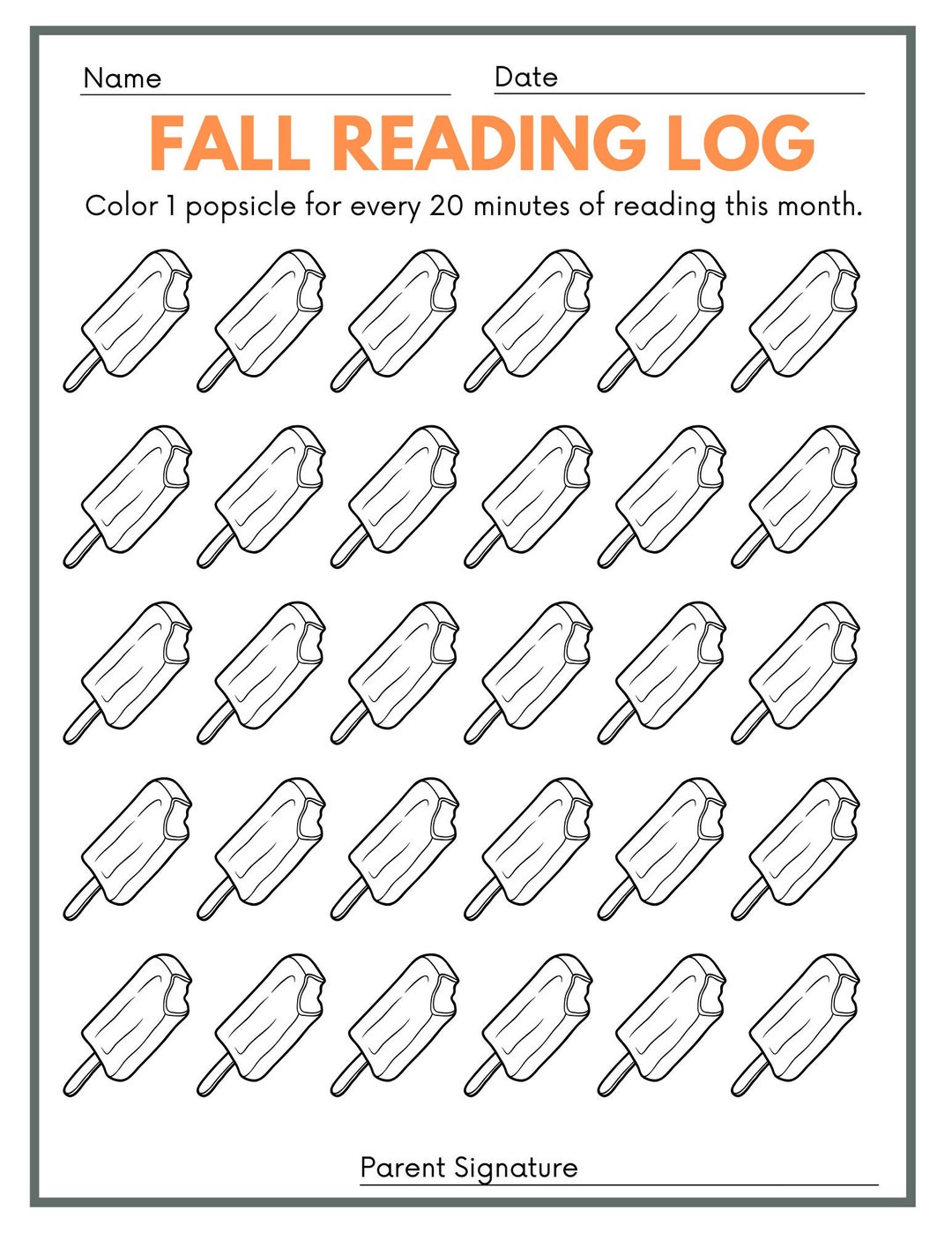Children's/kids Fall Reading Log Tracker for School or - Etsy