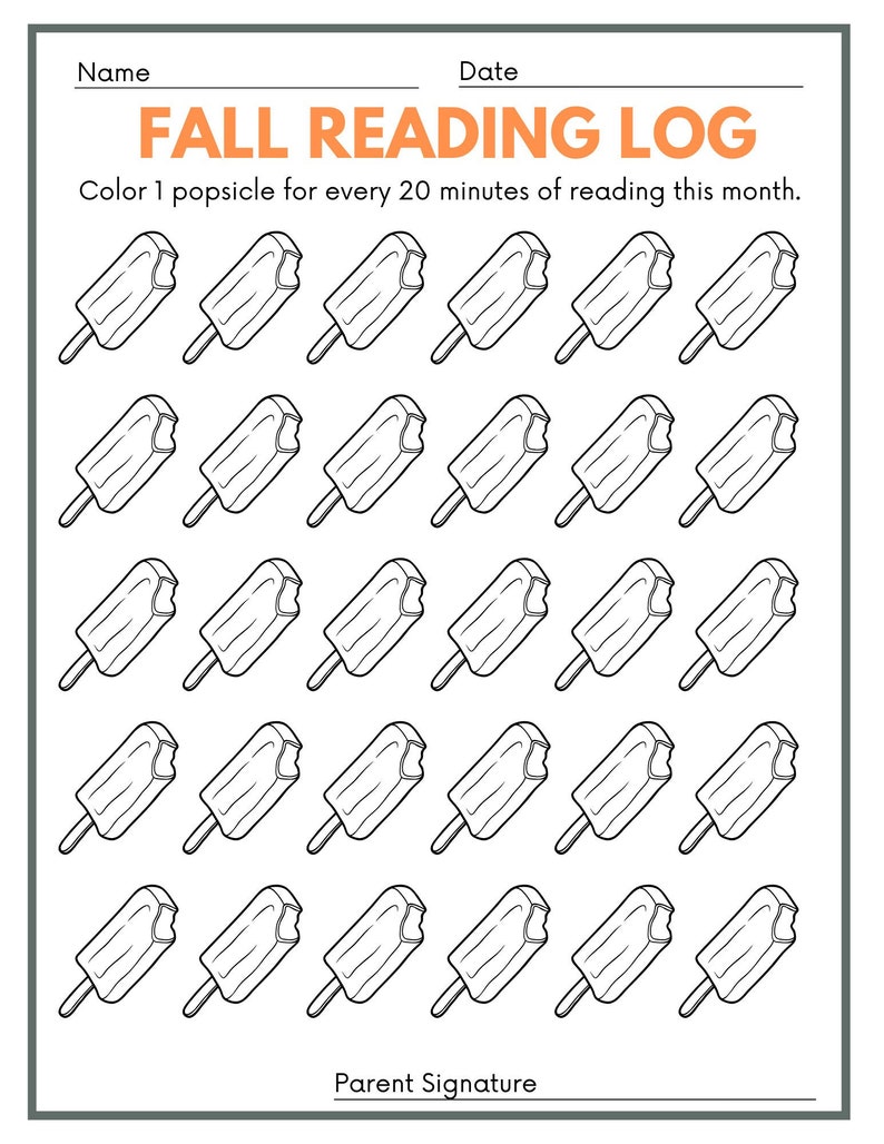 Children's/kids Fall Reading Log Tracker for School or - Etsy