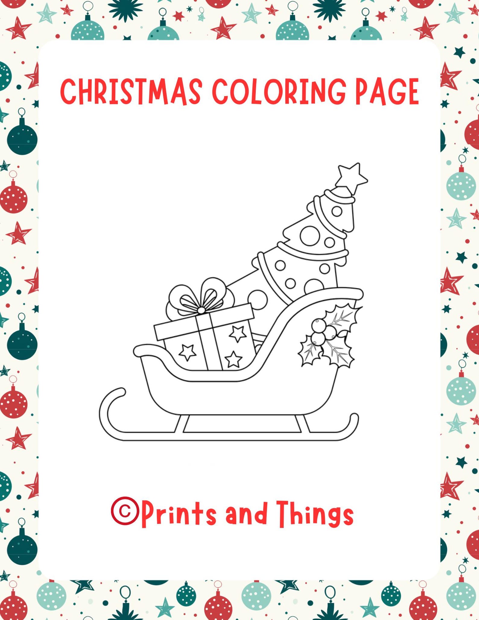 Children's Christmas Santas Sleigh Ride Coloring, Kids Frozen Holiday ...