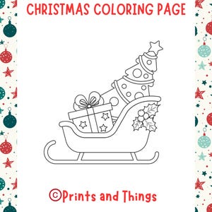 Children's Christmas Santas Sleigh Ride Coloring, Kids Frozen Holiday ...