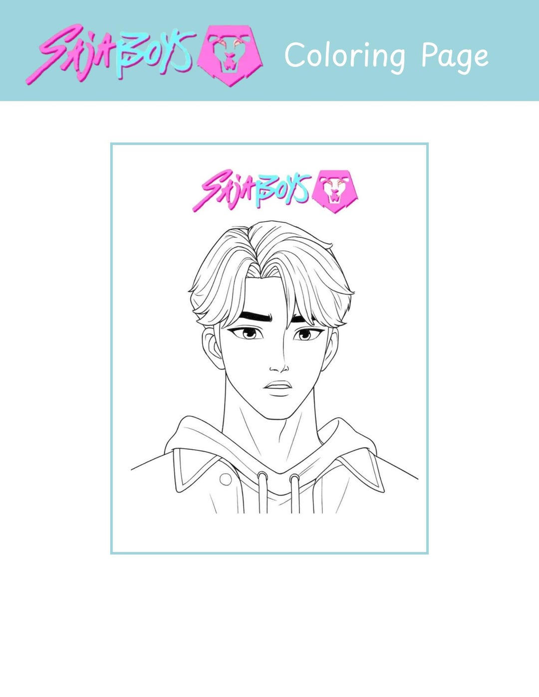 Kpop Demon Hunters Saja Boys Coloring Page: Jinu Honmoon Illustration ...