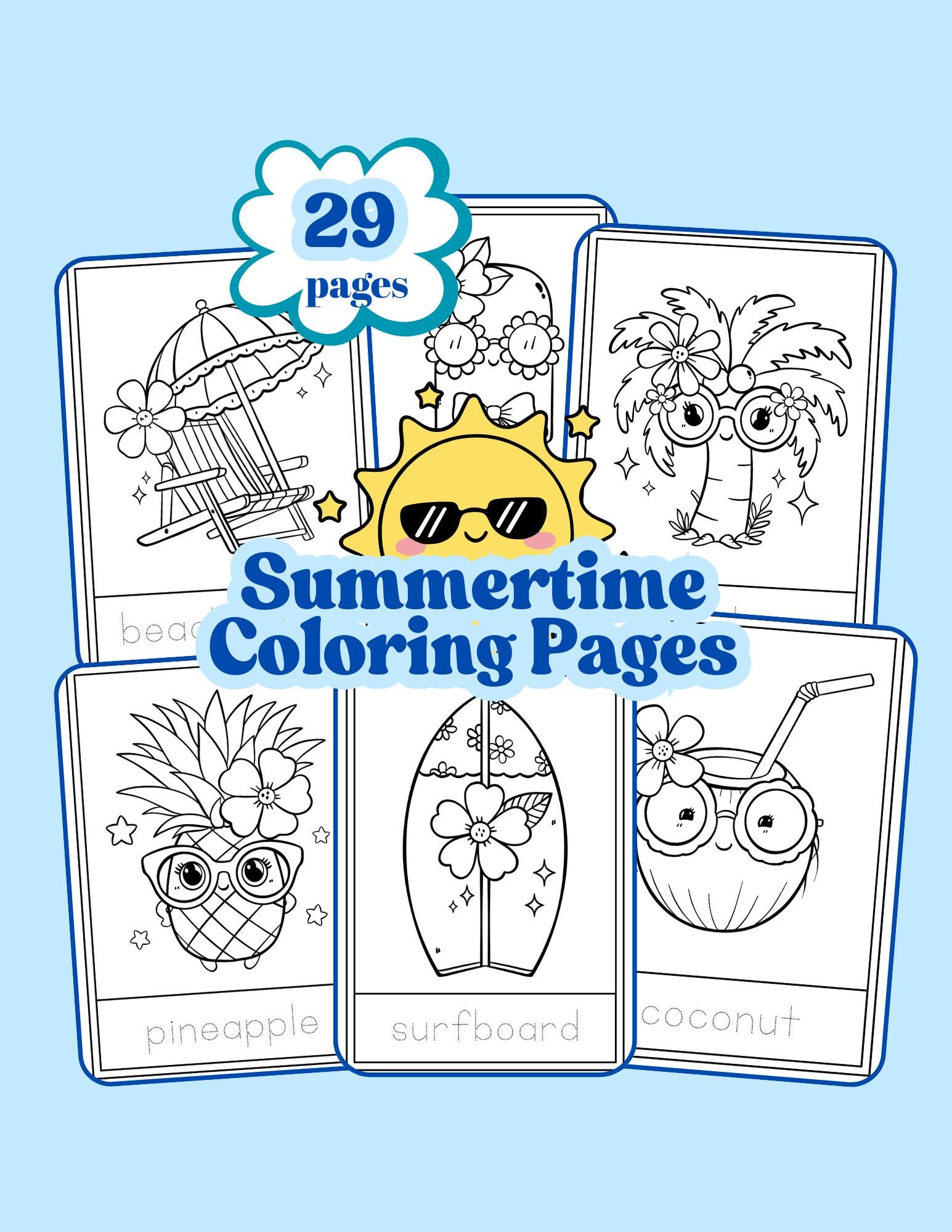 Summertime Coloring Pages (digital Download) - Etsy