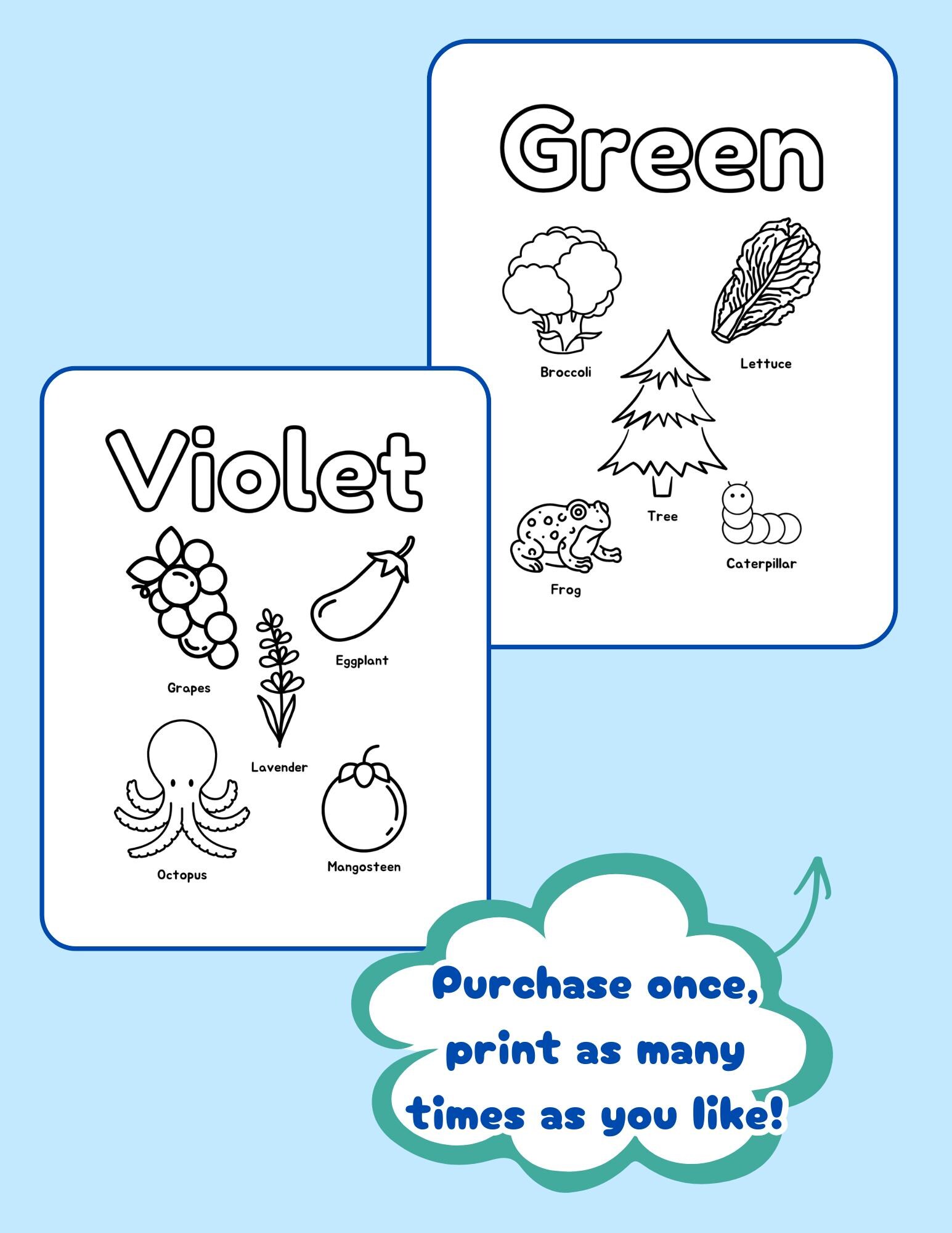 Kindergarten Learn My Colors Coloring Pages (digital Downloads) - Etsy