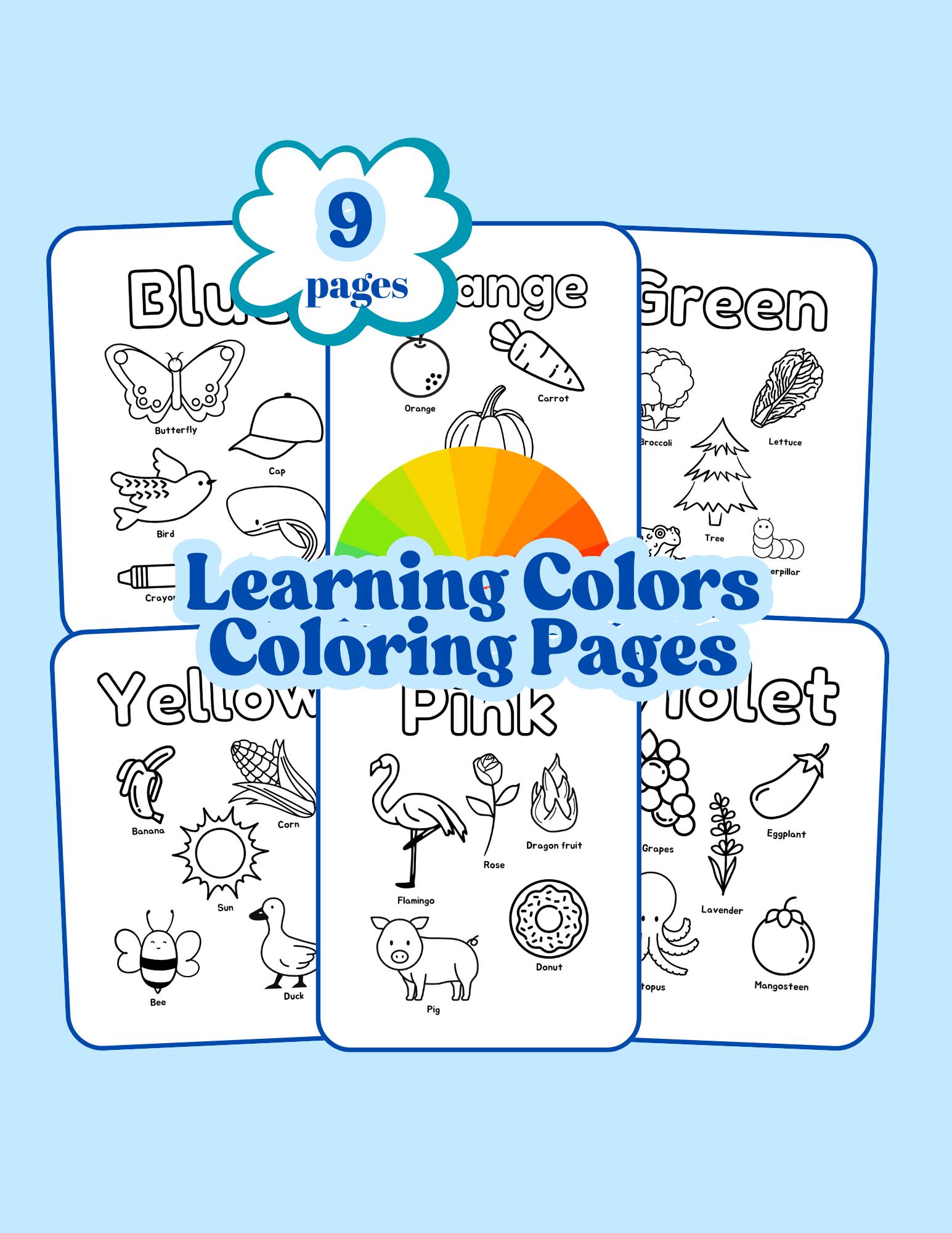 Kindergarten Learn My Colors Coloring Pages (digital Downloads) - Etsy