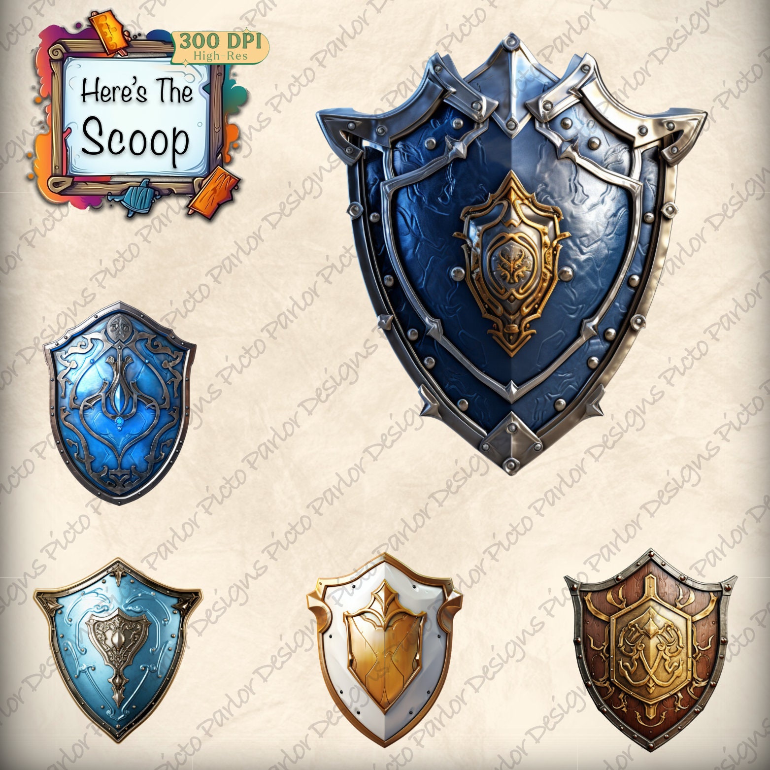 Magical Shield Clipart Bundle: PNG & SVG Magical Clipart Fairy Tale ...