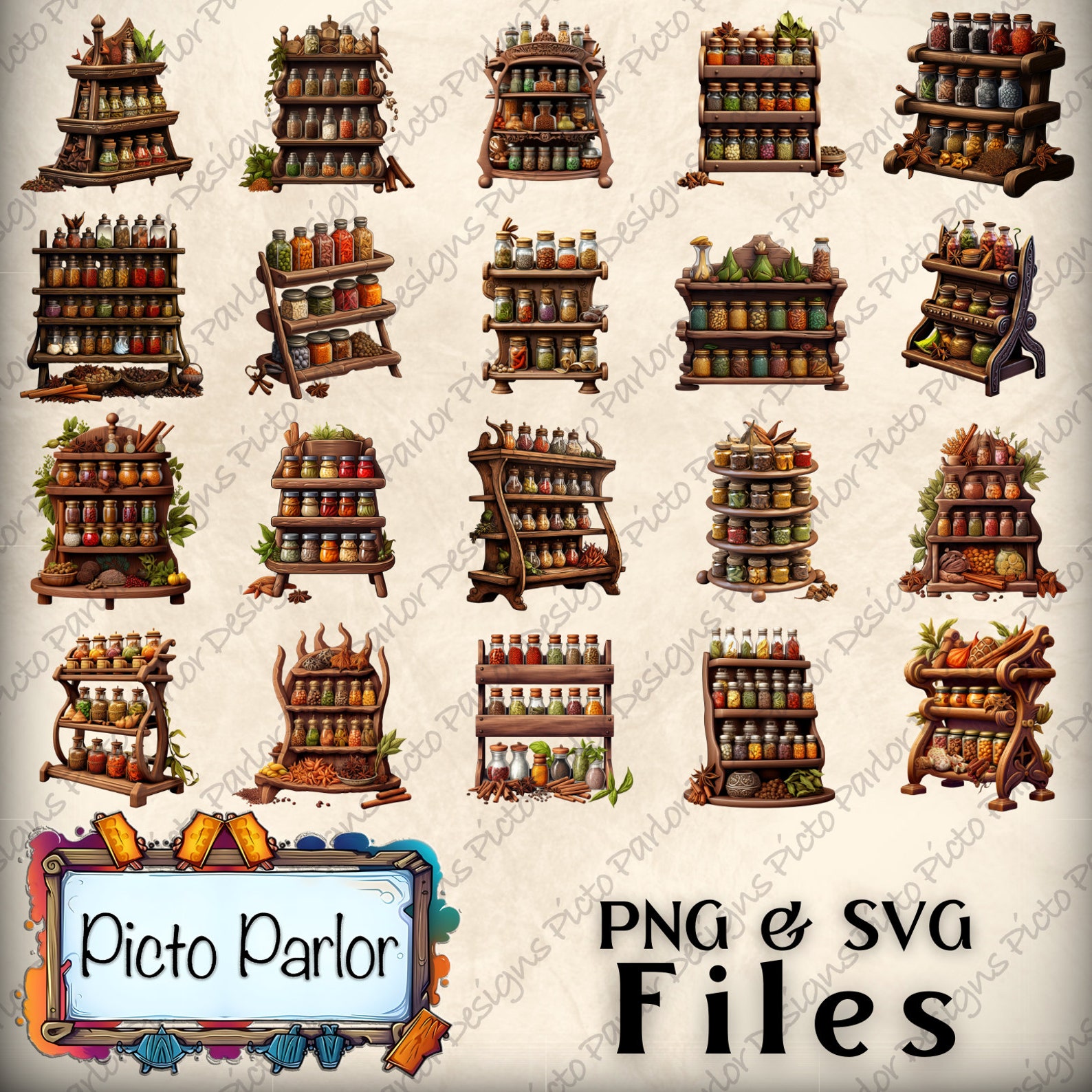 Spice Rack Clipart Bundle: PNG & SVG Food Clipart Spices Clipart Food ...