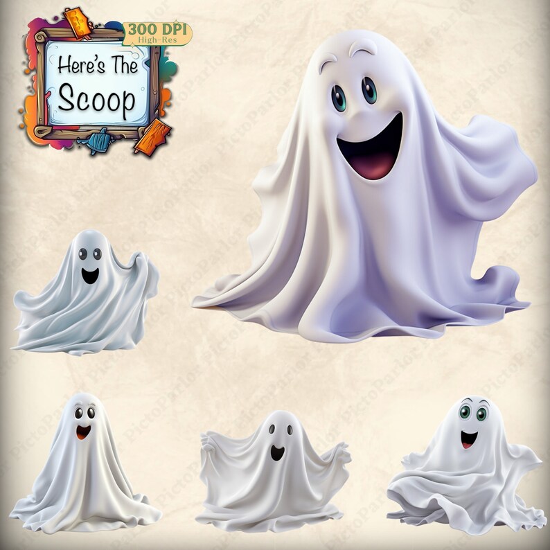 Cartoon Ghost clipart bundle: PNG and SVG bedsheet ghost cartoon horror ...