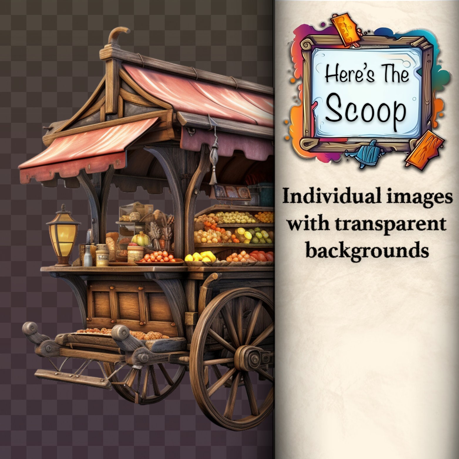 Merchant Cart Clipart Bundle: PNG and SVG Medieval Merchant Cart Image ...