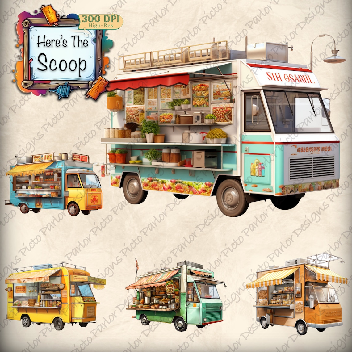 Food Truck Clipart Bundle: PNG & SVG Modern Clipart Mexican Clipart ...